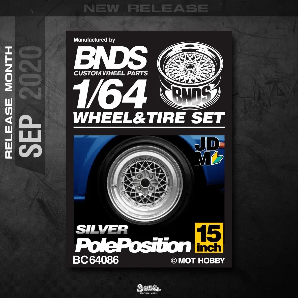 Колеса для моделей 1/64 BNDS #BC64086 Diecast Wheels and Tire Set - Alloy Classic 15-inch/8.3mm