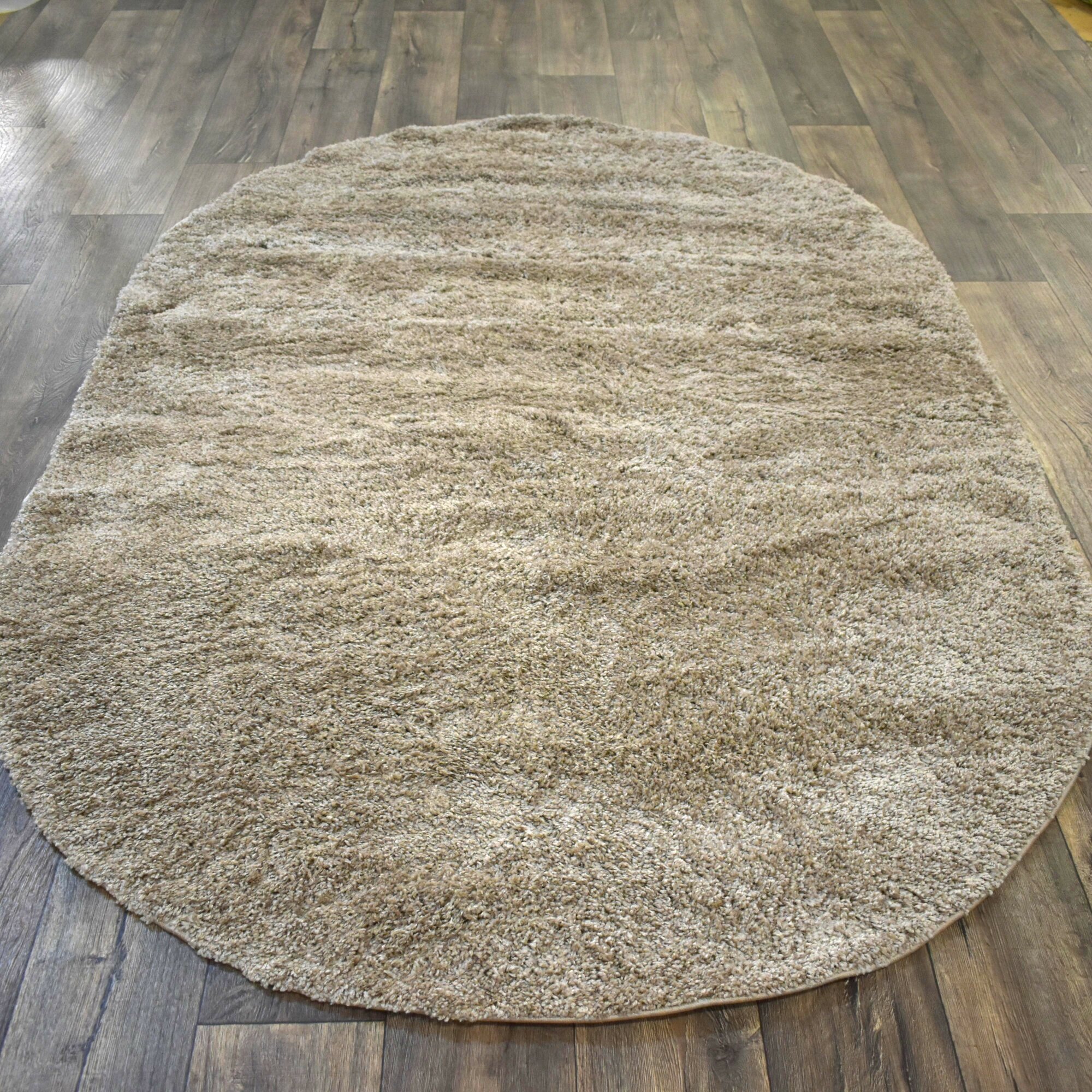 Ковер на пол овальный пушистый, прикроватный, в спальню, гостиную, детскую, 84, светло-коричневый, 1.5*3 м