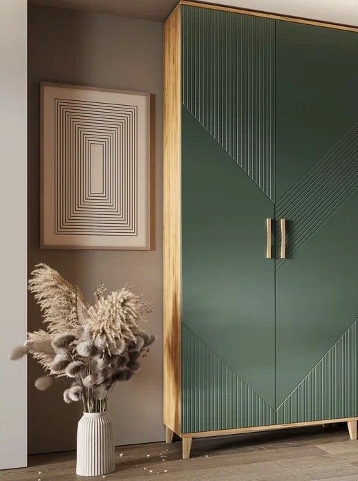 Ирис Шкаф распашной 90 см. Браш Мени Грин, Дуб Крафт