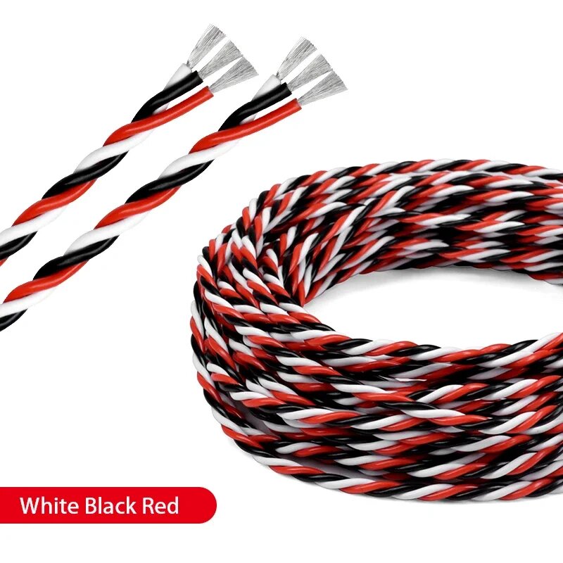 Кабель для сервоприводов JR Futaba 22AWG 26AWG 30/60 жил 22AWG, Black Red White, 8 meters