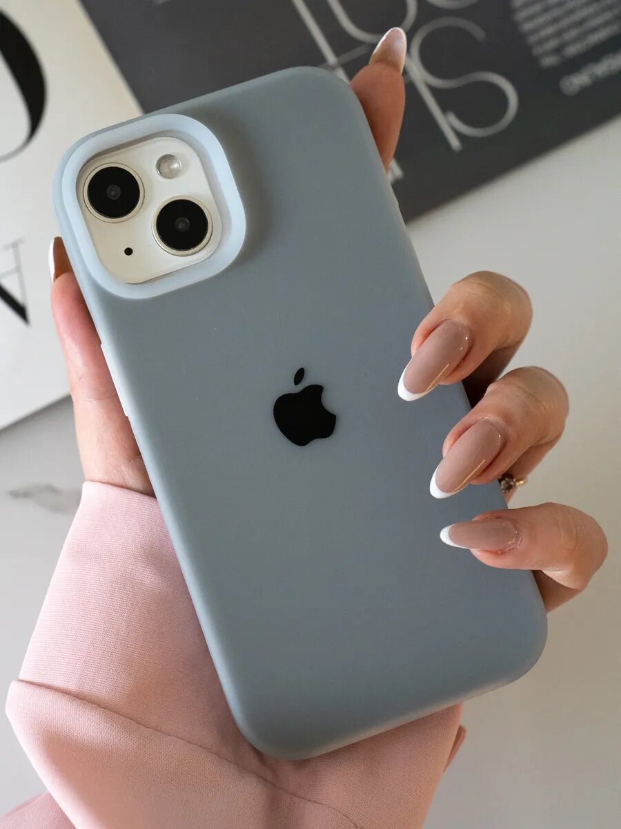 Чехол О'кейси, для iPhone 15, с окантовкой, силиконовый, серый
