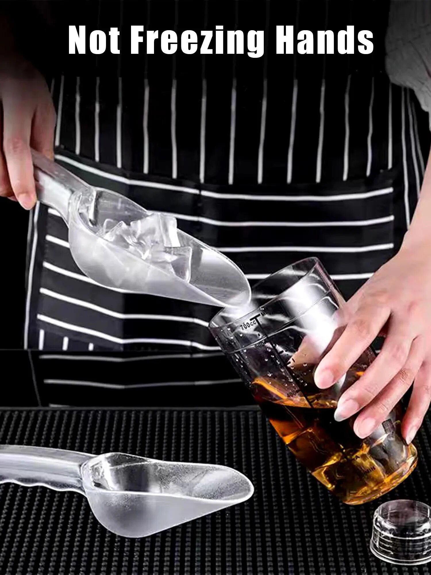 Совок для льда Alec's из 3 предметов, набор прозрачных лопаток для льда (6/12/24/48 унций) Кухонные ложки для ведра для льда, льда, попкорна, кофейных зерен, муки