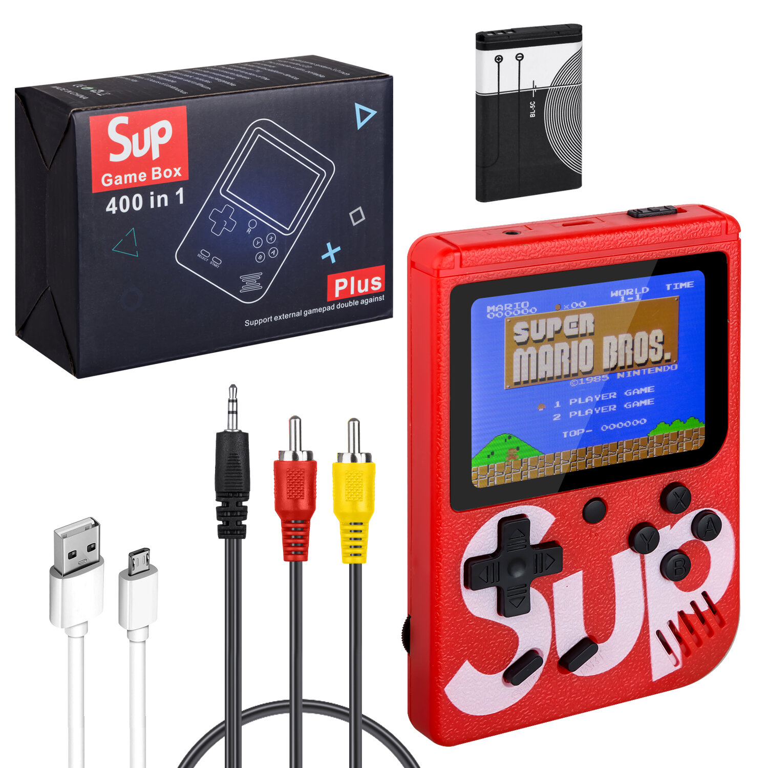 Геймпад SUP Game BOX 400 игр, с подключением к телевизору, Красный