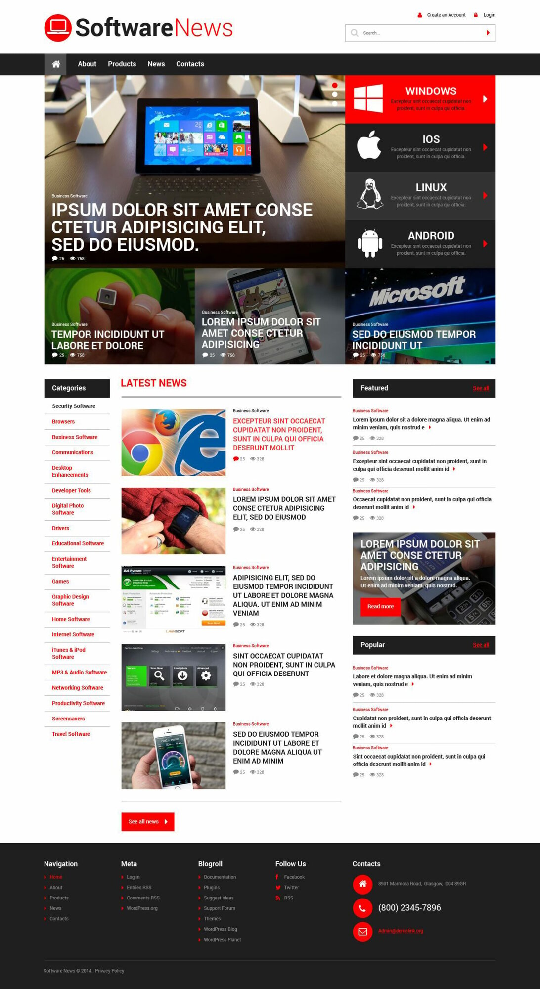 Подарочный сертификат на Шаблон для сайта Вордпресс с демоконтентом Software Responsive WordPress Theme
