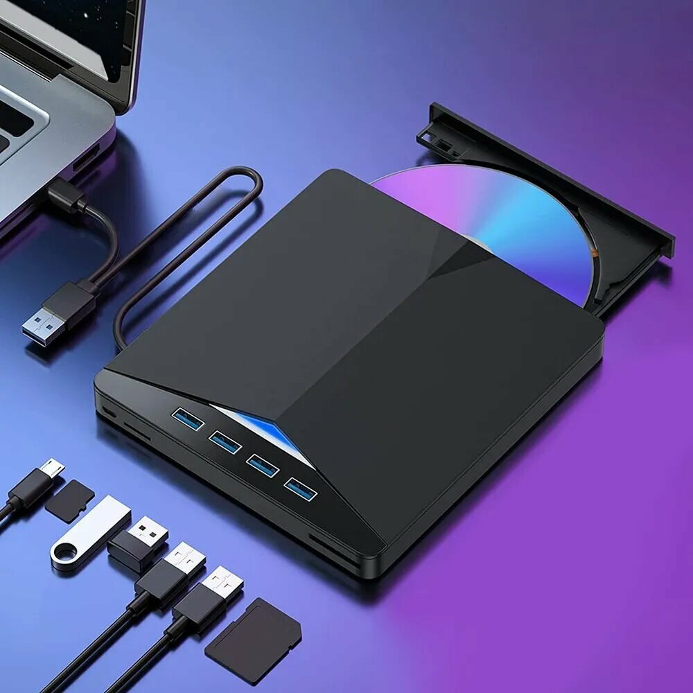 Внешний привод CD/DVD 7 в 1 USB3.0 Type-C для Windows 11/10/8/7/Linux/ OS