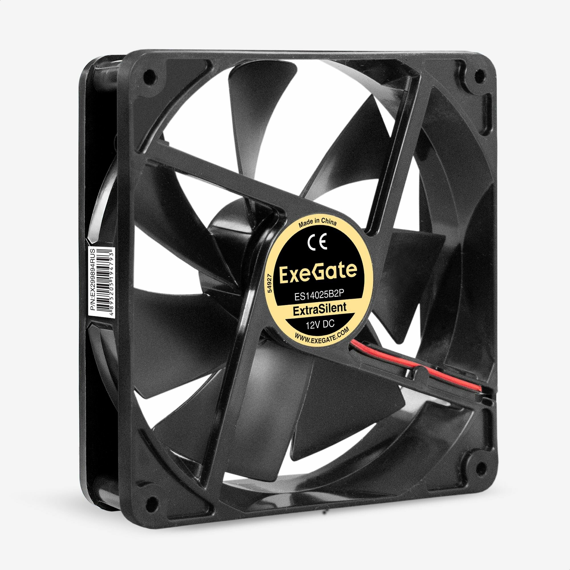 Вентилятор 12В DC ExeGate ExtraSilent ES14025B2P (140x140x25 мм, 2-Ball (двойной шарикоподшипник), 2pin, 1000RPM, 19dBA) EX299894RUS