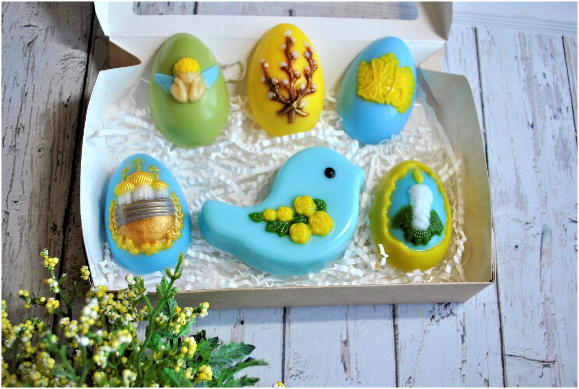 Формы для мыловарения "Птичка-Розы и 5 пасхальных яиц"