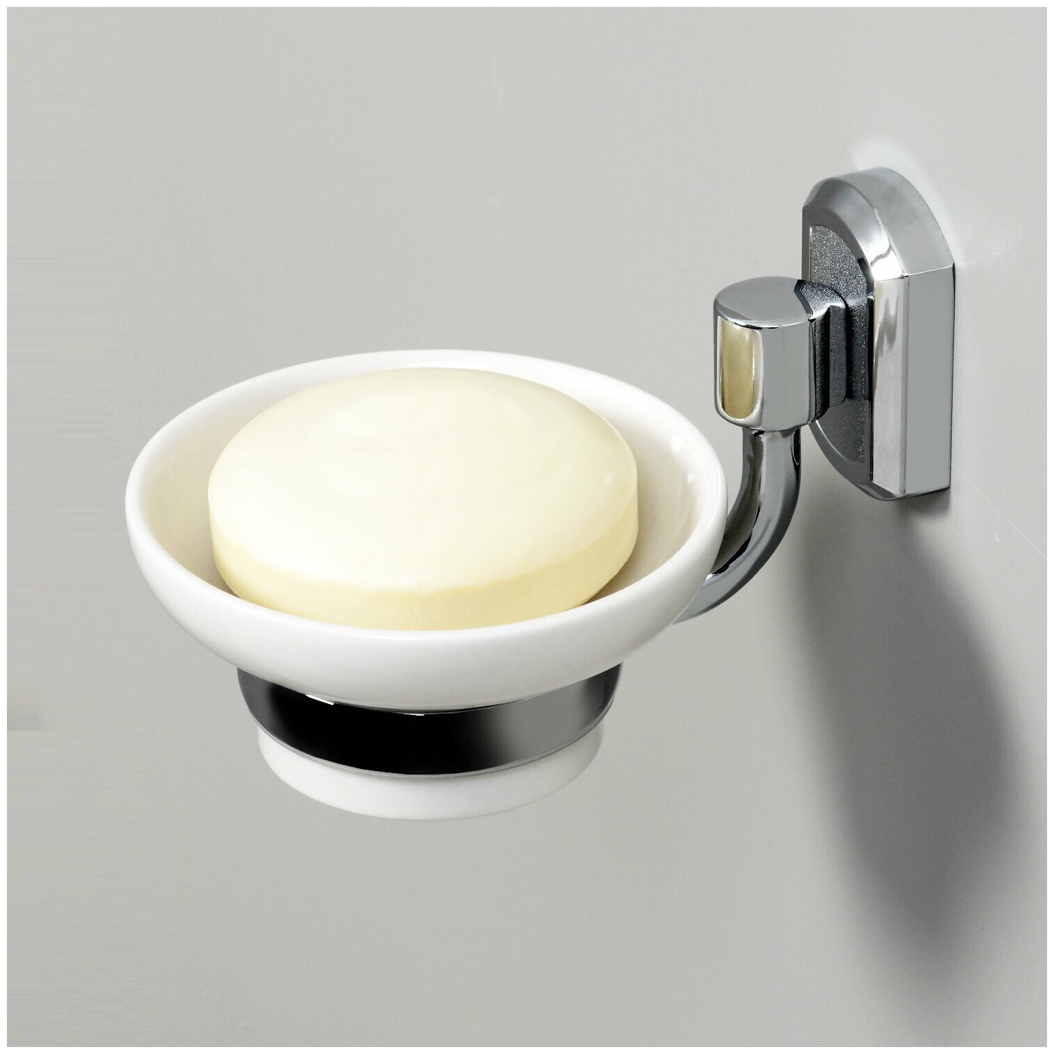 Мыльница настенная, белый фарфор, хром, WasserKRAFT K-24129