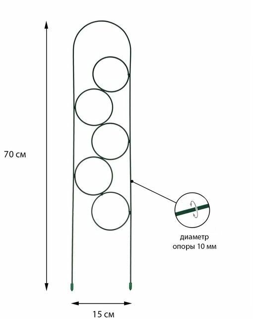 Шпалера, 70 15 1 см, металл, зелёная, Мини-кольцо