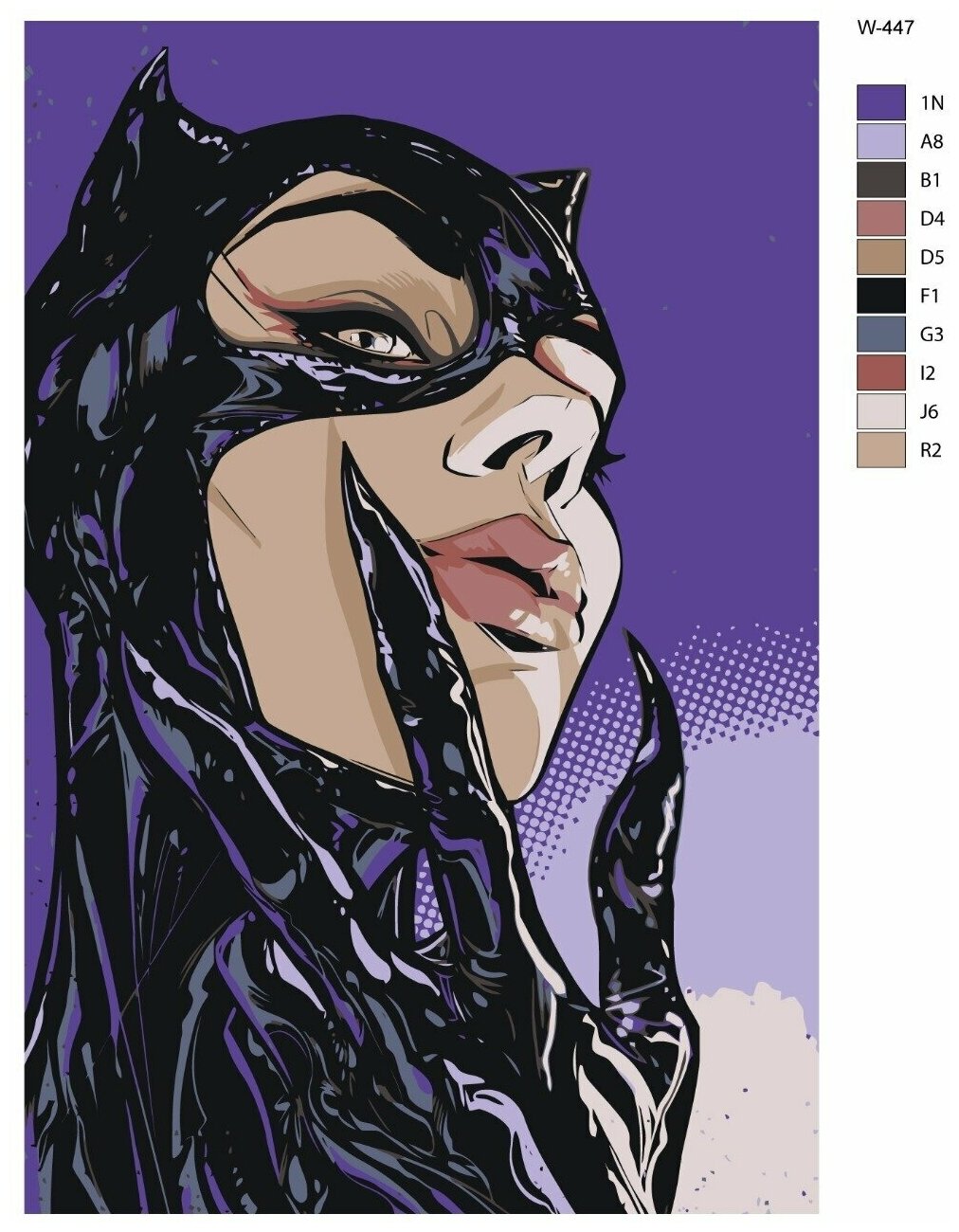 Картина по номерам W-447 "Женщина-кошка" 40х60