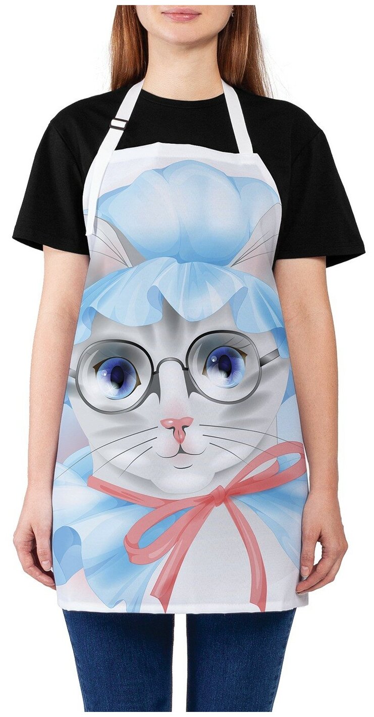 Фартук для кухни тканевый "Бабушка кошка" / водоотталкивающий, универсальный размер , JoyArty