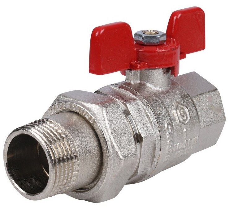 STOUT Кран шаровой полнопроходной "американка", ВР/НР, ручка бабочка 1" EPDM