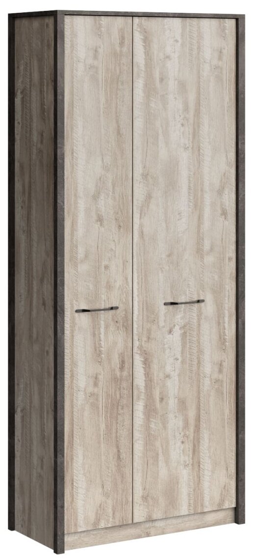 Коллекция Клео Шкаф 2х ств. Дуб Юкон/Ателье темное (для одежды, распашной, в прихожую, в спальню, с полками, со штангой)