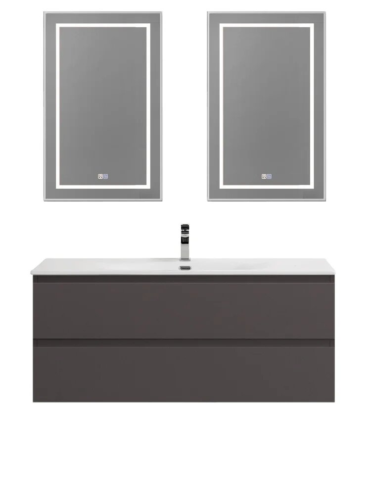 Мебель для ванной комнаты BelBagno Kraft 120 подвесная, матовая темно-серая, раковина bb-8099-120