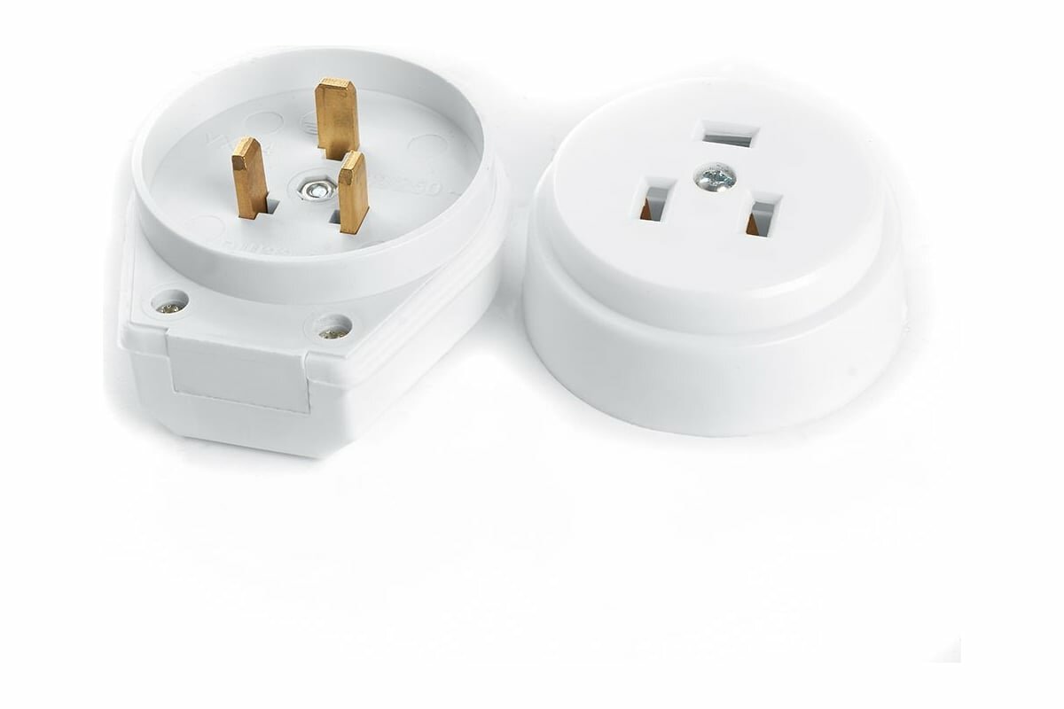 STEKKER STTEKER Вилка с розеткой разборные открытой установки для плит с/з, 32А, белый PPG32-52-20 39469