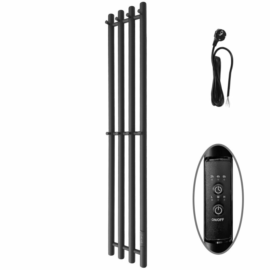 Полотенцесушитель электрический Маргроид Inaro Inaro-12018-1049-9005R 120х18 R, с крючками, черный матовый