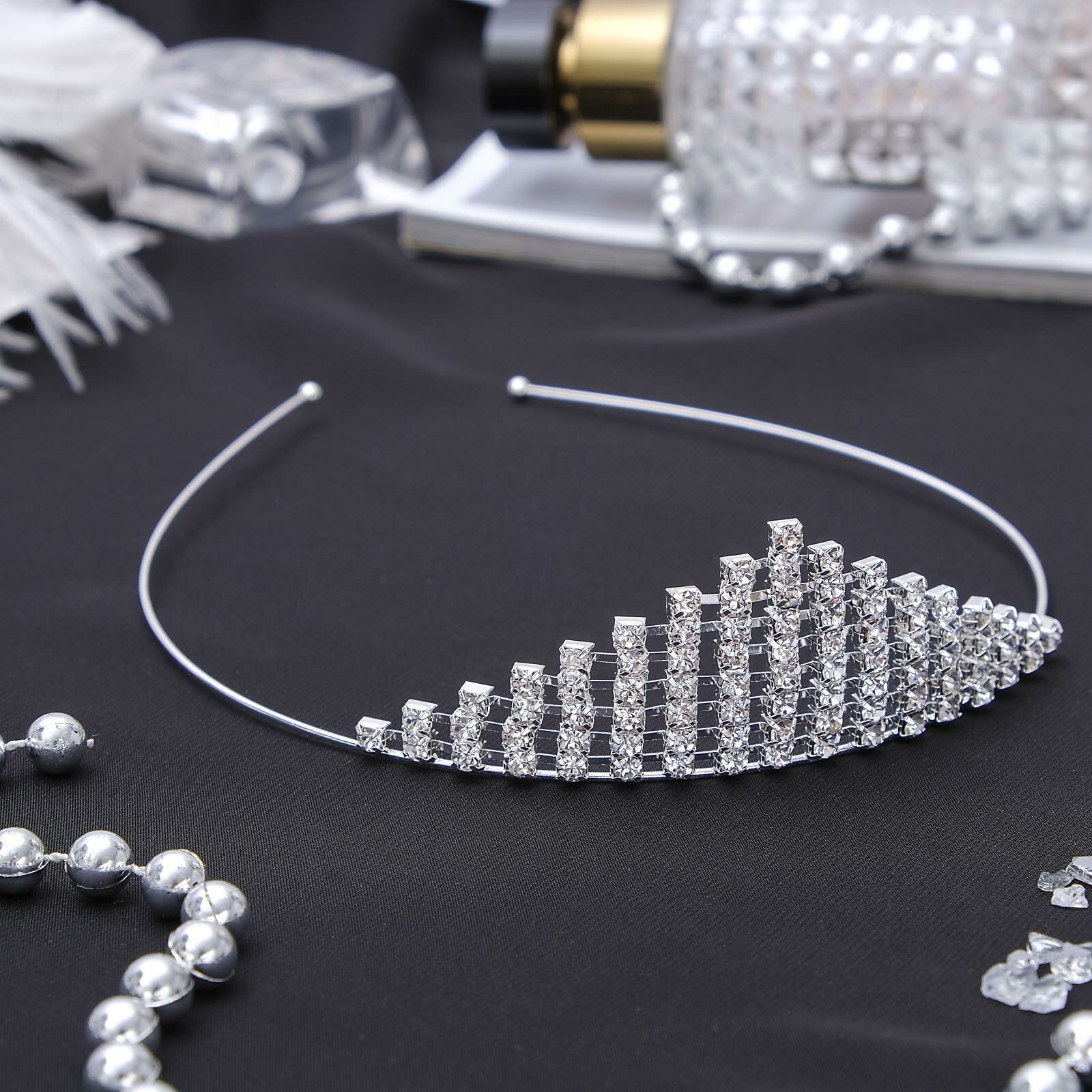 Диадема для волос «Россыпь», корона, 3.5 см, серебро