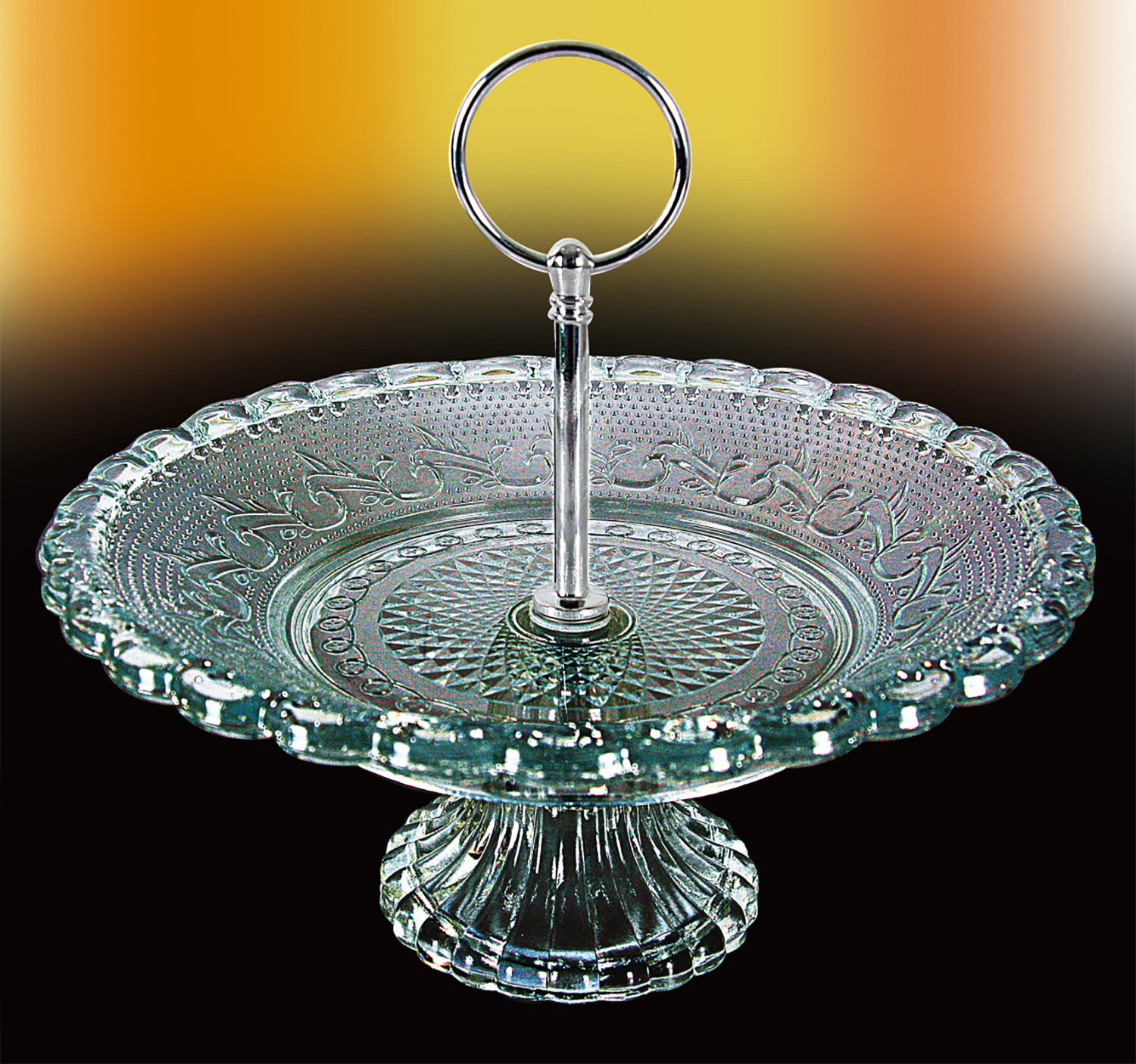 Этажерка для десертов, фруктов / фруктовница / ваза для фруктов / конфетница / горка на ножке стеклянная 20 см. 1 шт.