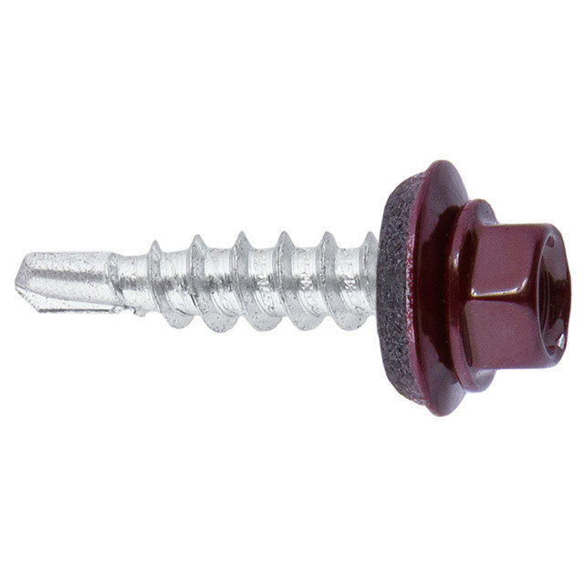 Саморез кровельный с буром 4,8x51 мм темно-красный RAL 3005, 200 шт в упаковке