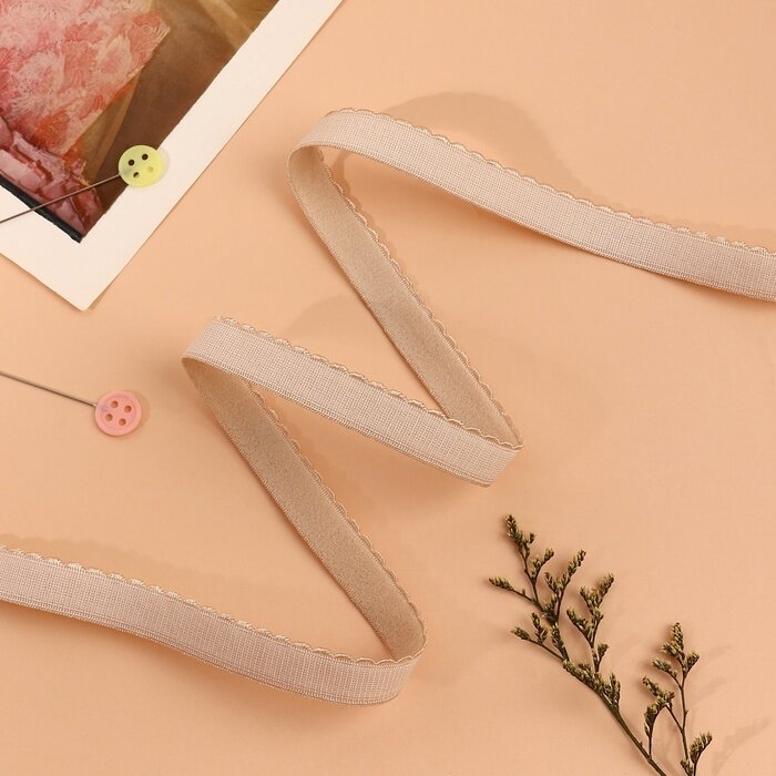 Резинка становая, с ажурным краем, 10 мм, 10±0.5 м, бежевая