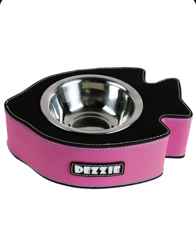 Миска для кошек "Рыба" от бренда DEZZIE, объем 125 мл, размеры 21х15х5см/ цвет фукси.