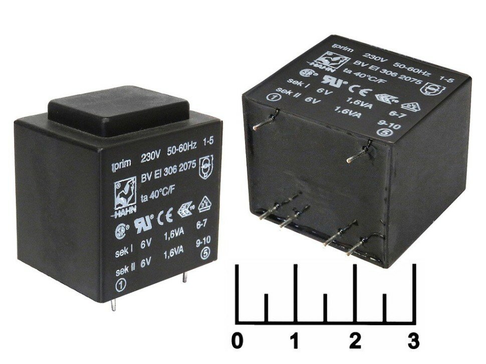Трансформатор 2*6V 0.27A BVEI 306 2075