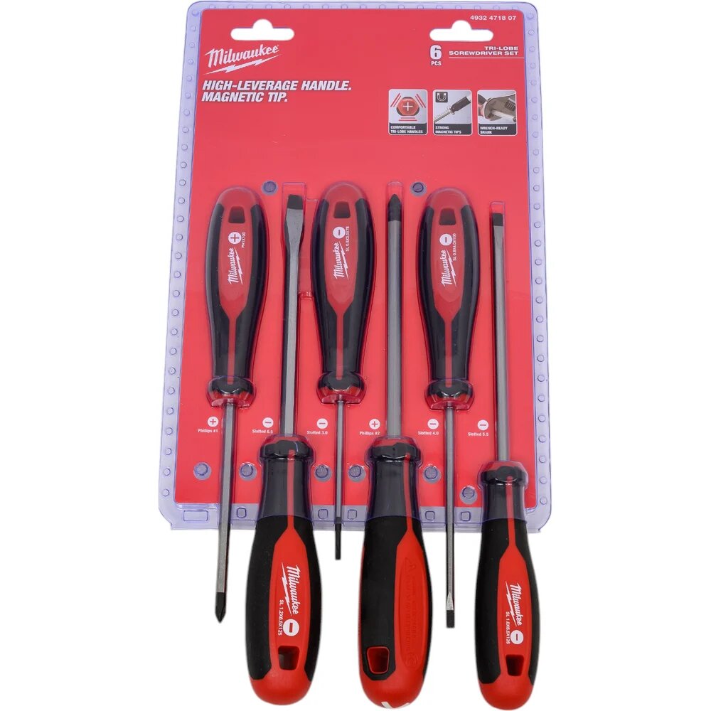 Milwaukee Набор отверток магнитных с трехгранной рукояткой 2 6шт 4932471807
