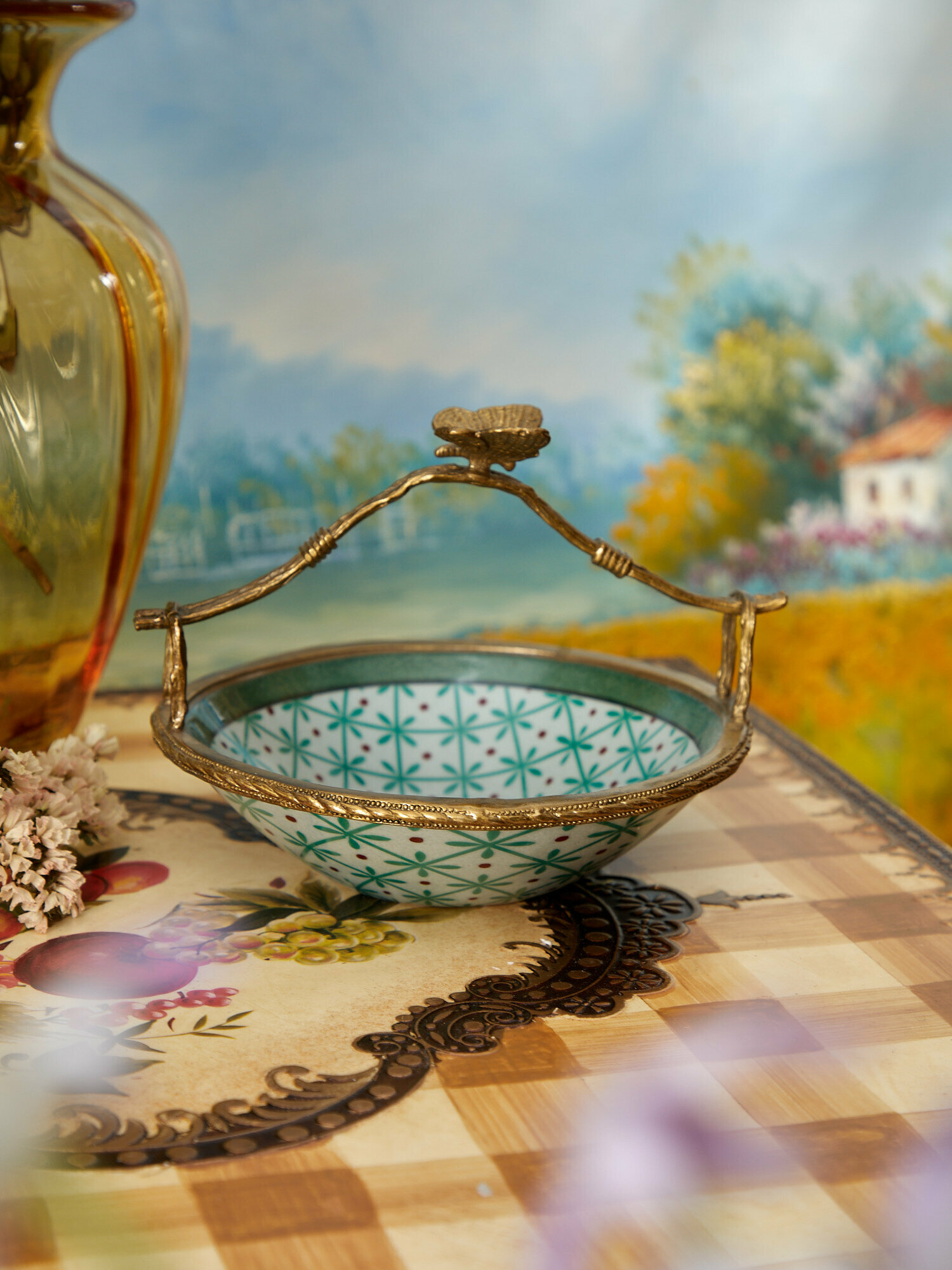 C544S/HLG2204 Корзиночка декоративная с бабочкой 17х15х13см, Glasar