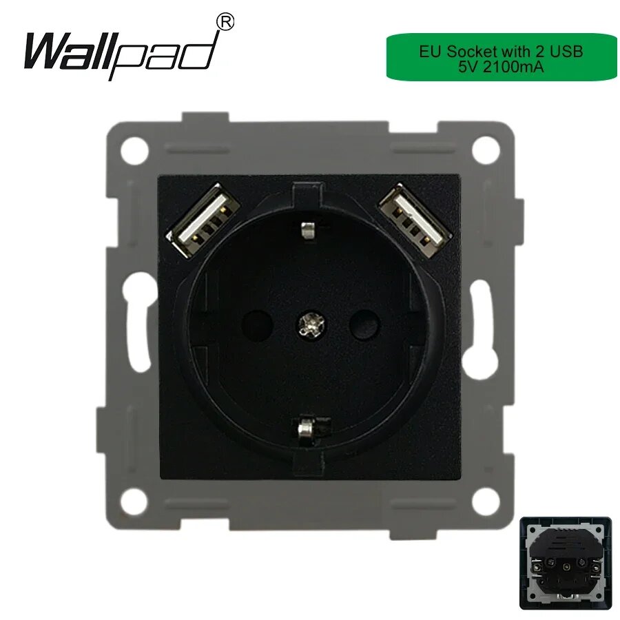 Wallpad круглые розетки с выключателями EU Socket USB