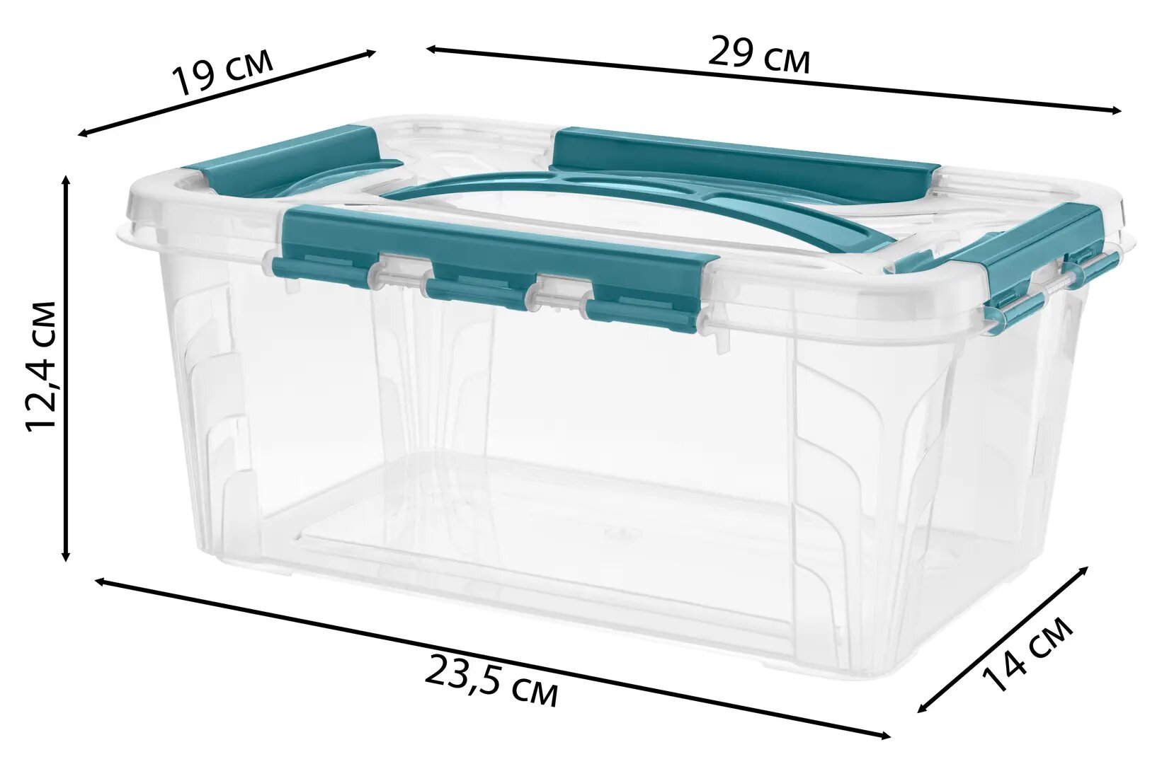 Ящик Grand Box 29x12.4x19 см 4.2 пластик с крышкой цвет прозрачный