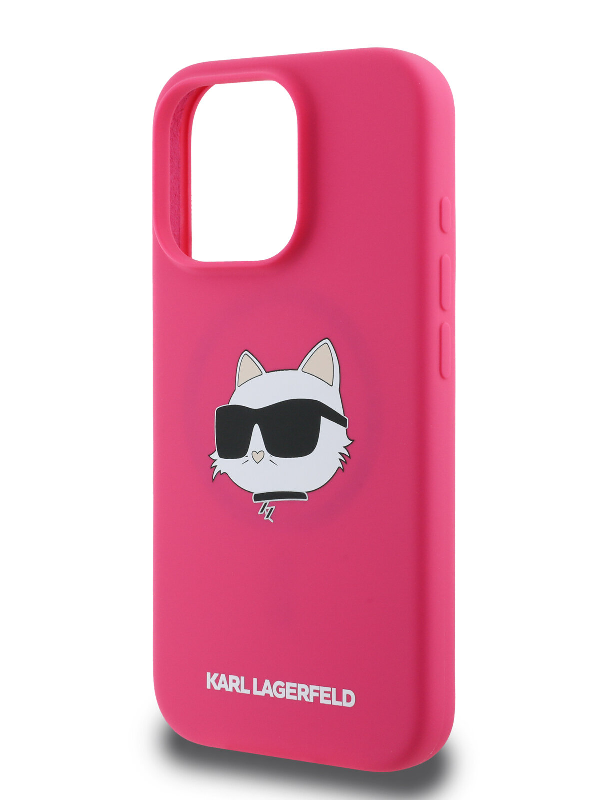 Lagerfeld для iPhone 16 Pro Max чехол Liquid Silicone NFT Choupette Head Hard Fuchsia (MagSafe)