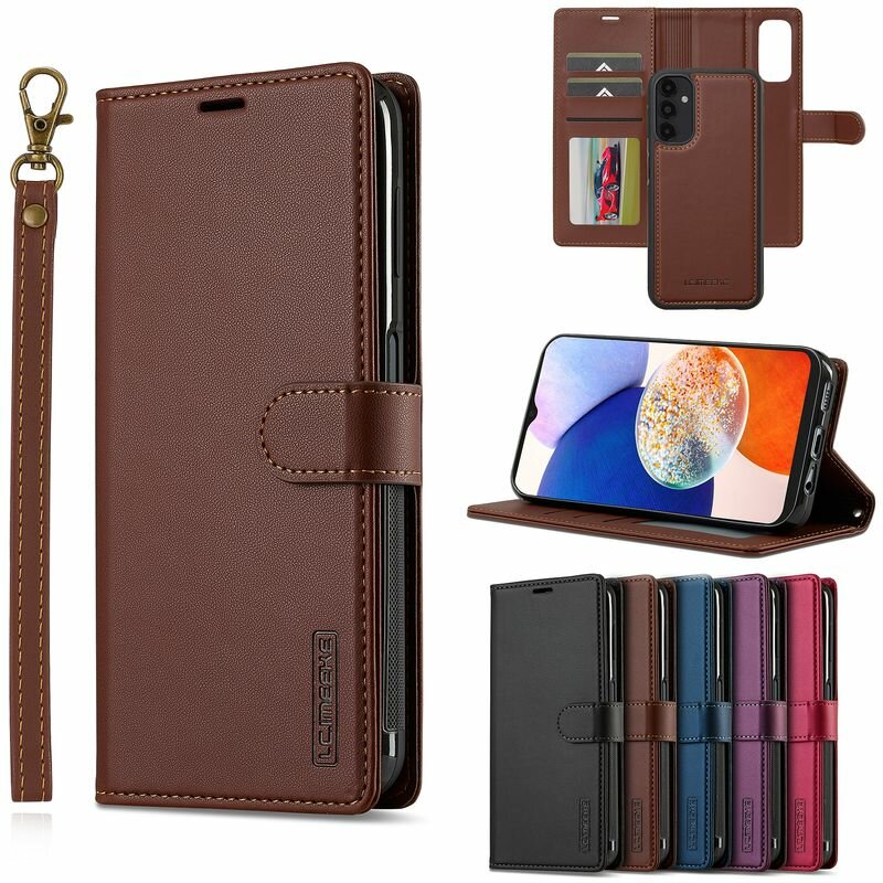 LCIMEEKE Чехол-книжка для Samsung Galaxy A54 5G / Самсунг Галакси А54 5G Роскошный дизайнерский 2 в 1 съемный кожаный чехол-кошелек с ремешком на руку