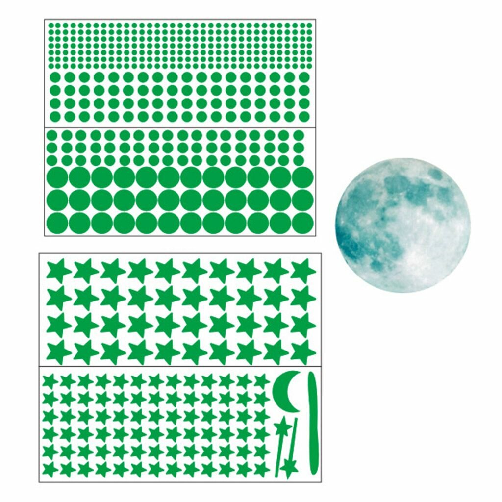 Декоративные наклейки,637 светящихся наклеек в виде звезд и луны, 1 набор