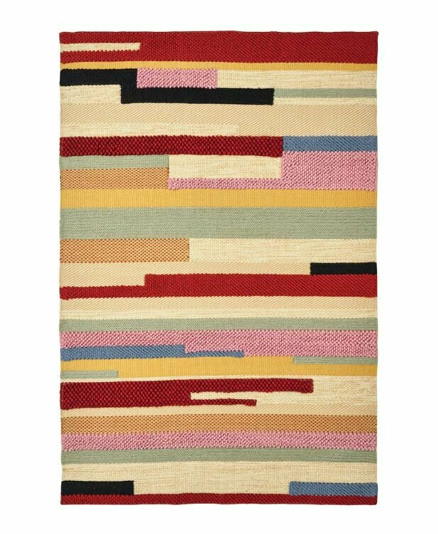 Ковер с коротким ворсом IKEA BRONDEN 905.329.28, 133x195 см, ручной многоцветный / красный