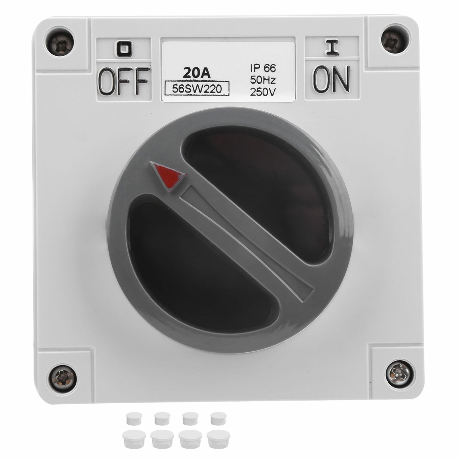 Водонепроницаемая розетка-выключатель 2P 20А, пылезащита, поворотные кнопки, индикаторы 250В