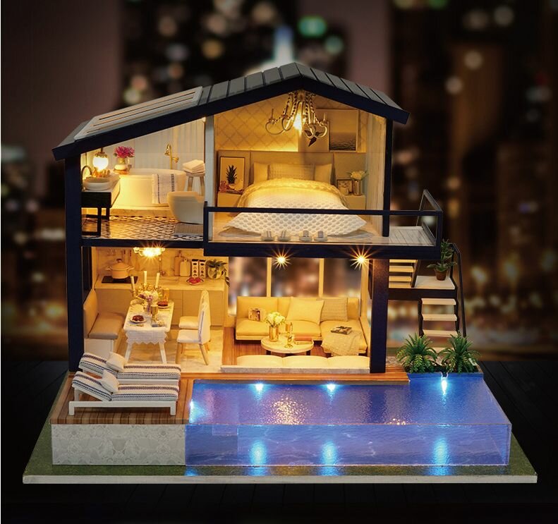 Румбокс. Интерьерный конструктор DIY MINI House "Вилла с бассейном"