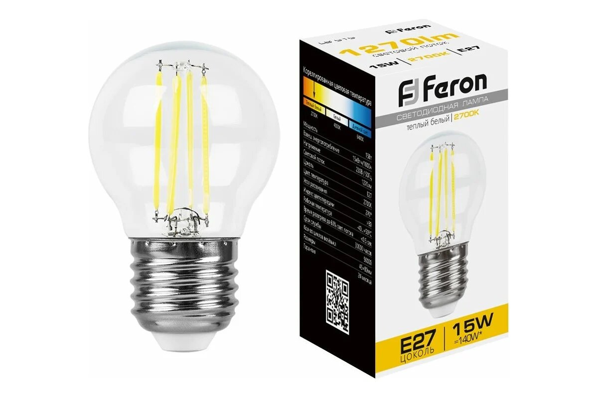 FERON Лампа светодиоднаяLB-515 Шарик E27 15W 2700K 38252