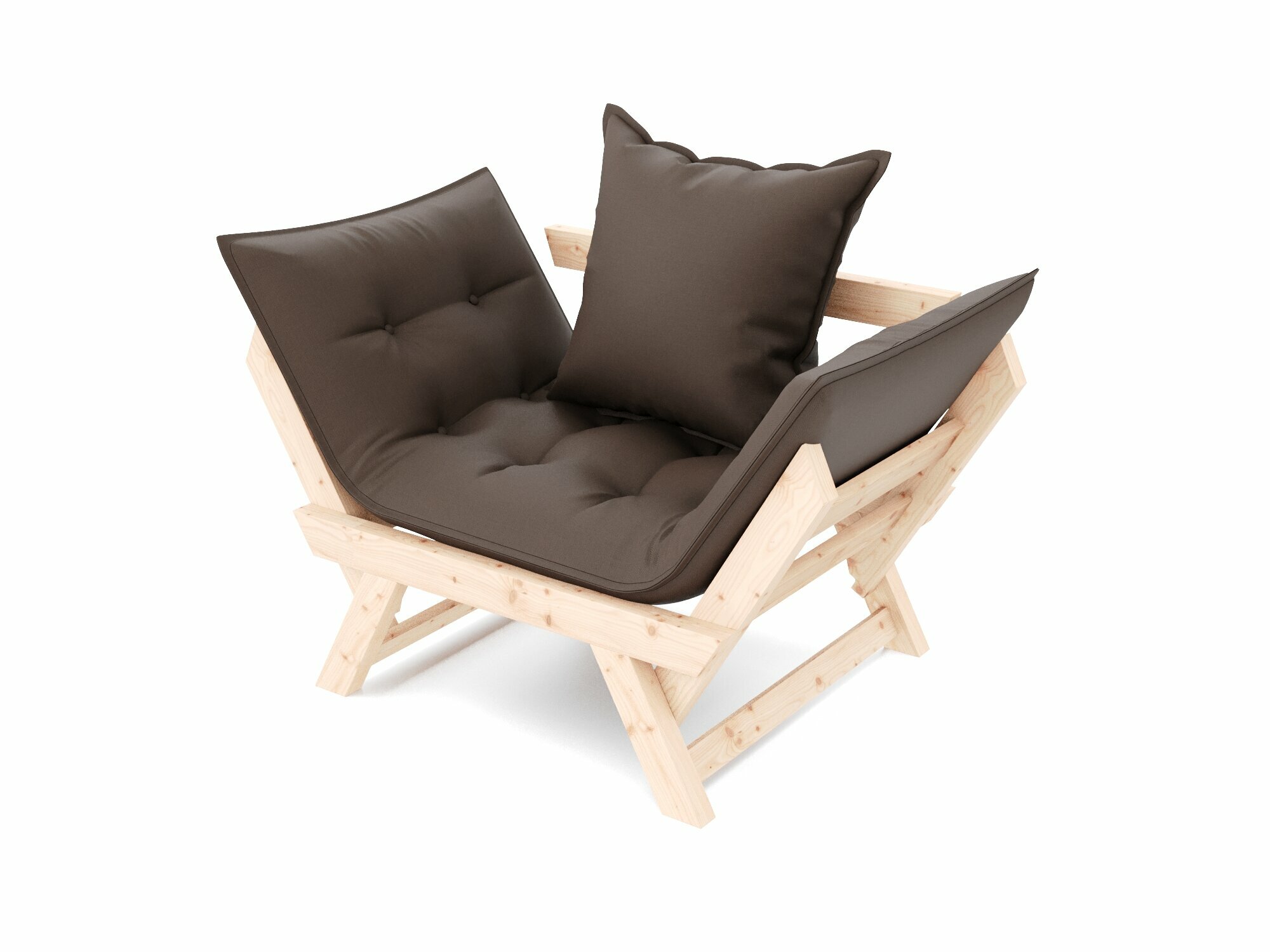 Кресло садовое Arsko Пегас, с подлокотниками, ножками и подушкой, коричневое, массив дерева