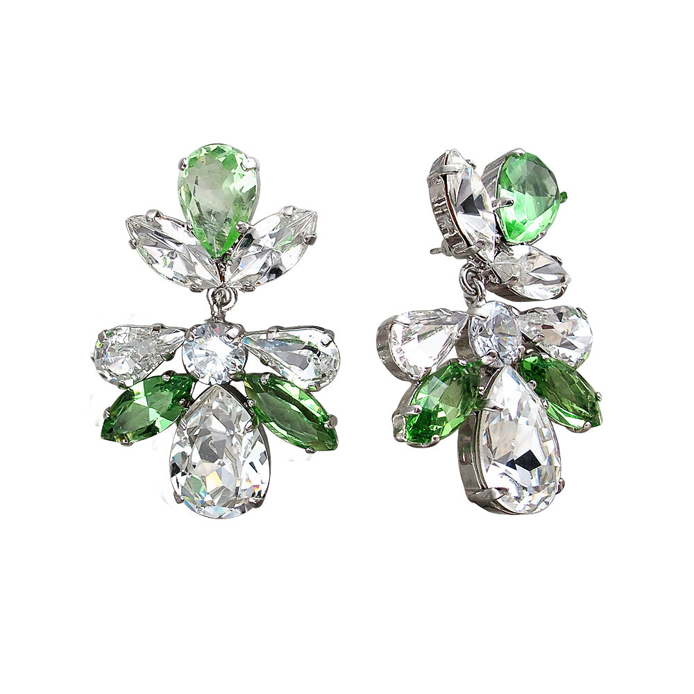 Серьги, сталь, кристаллы Swarovski
