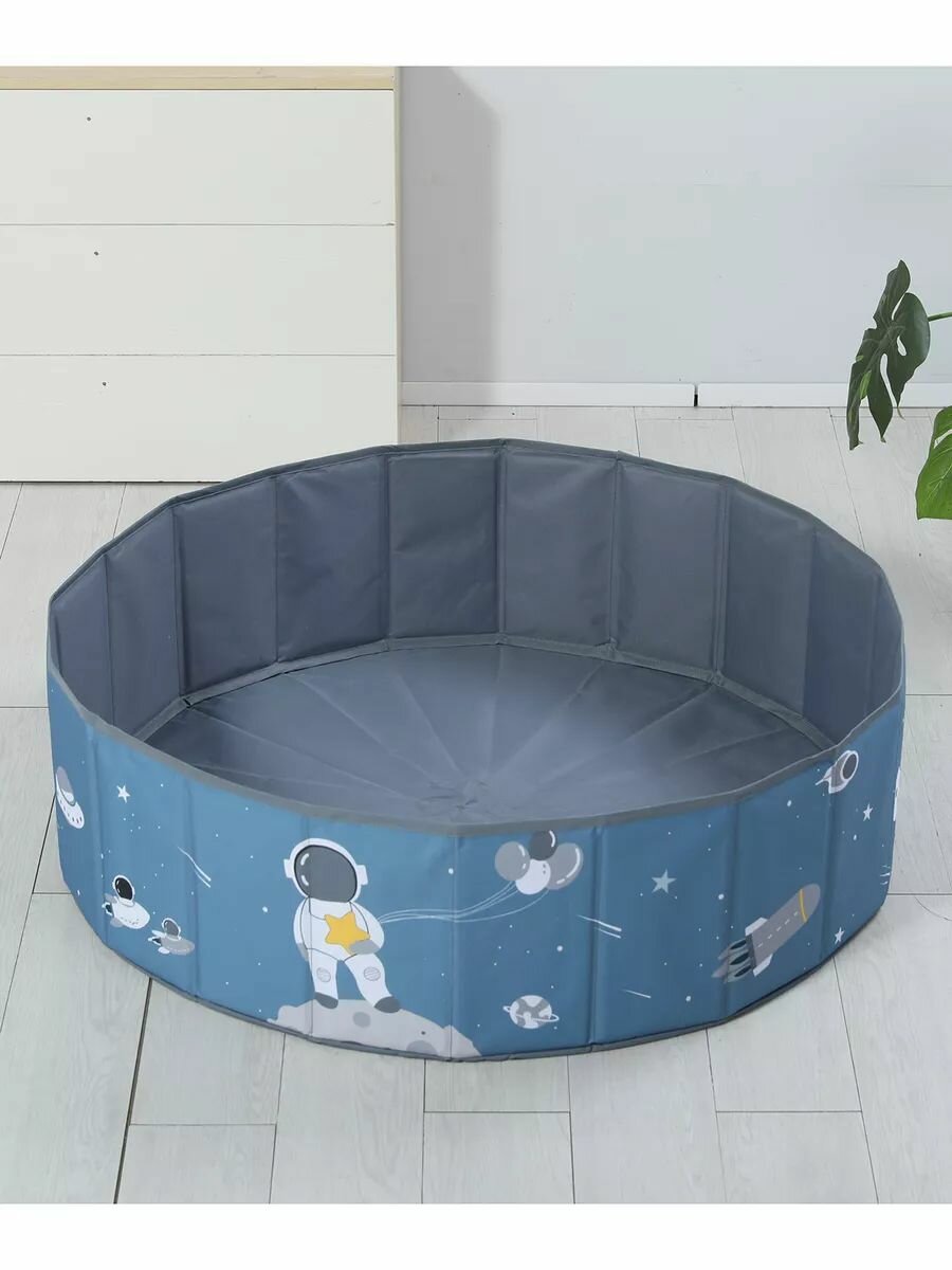 Детский сухой бассейн UNIX Kids Space 100 см Blue без шариков складной, мягкий большой бассейн для шариков, синий