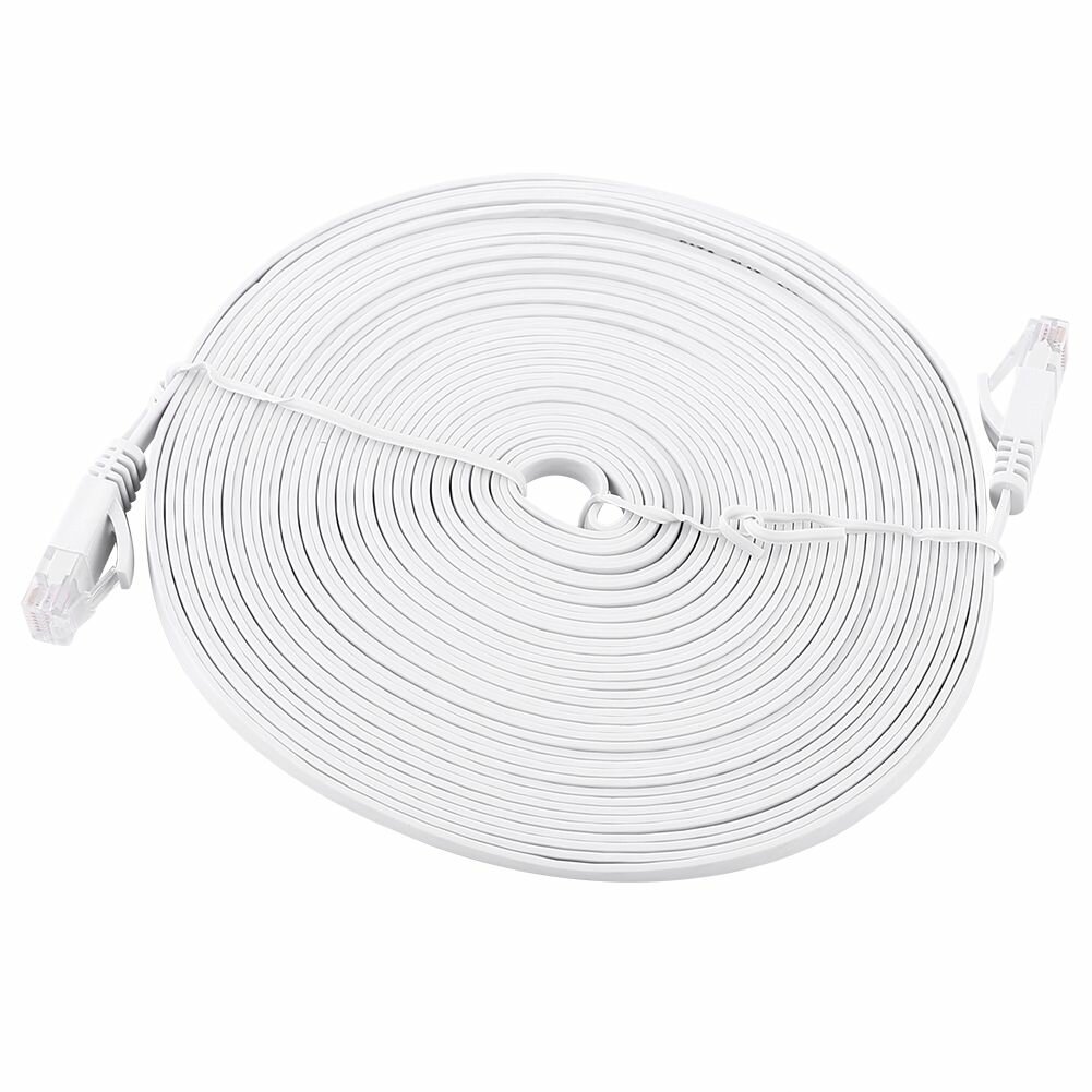 Кабель Ethernet RJ45 CAT6 UTP плоский 10м белый