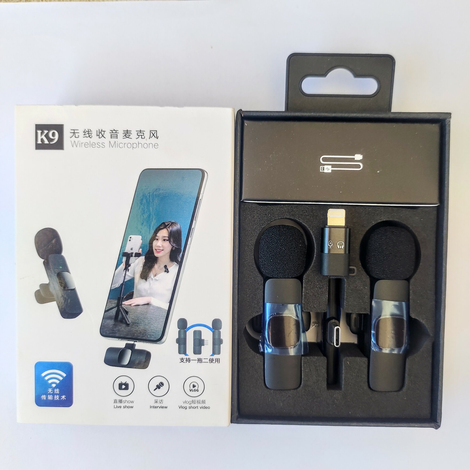 K9 2 в 1 беспроводной двойной микрофон микрофон Plug & Play USB Type C и IOS петличный микрофон с автоматической синхрон