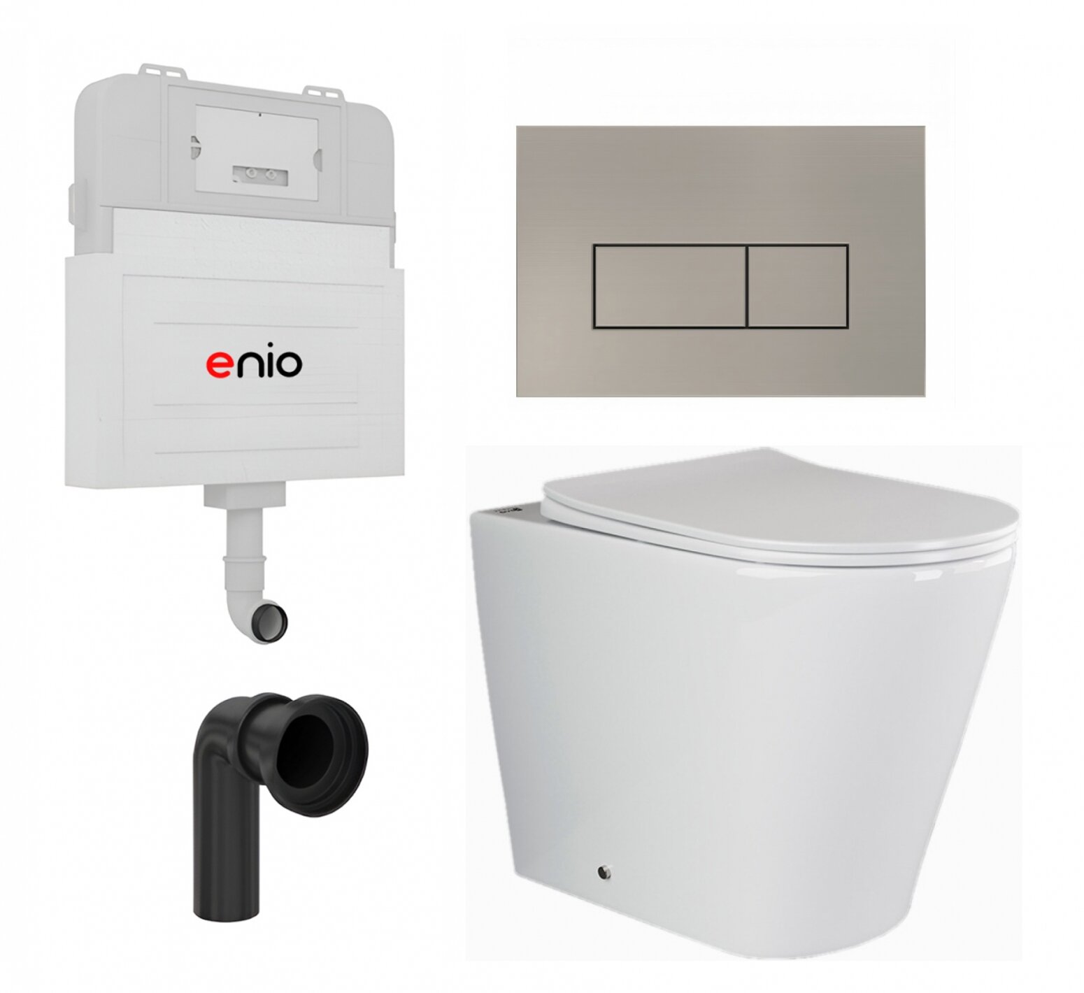 Комплект 3 в 1 смывной бачок скрытого монтажа Enio Tecnico EN8050817 + Унитаз приставной Ceramica Nova Highlight CN1812 + кнопка матовая нержавеющая сталь Rettangolo