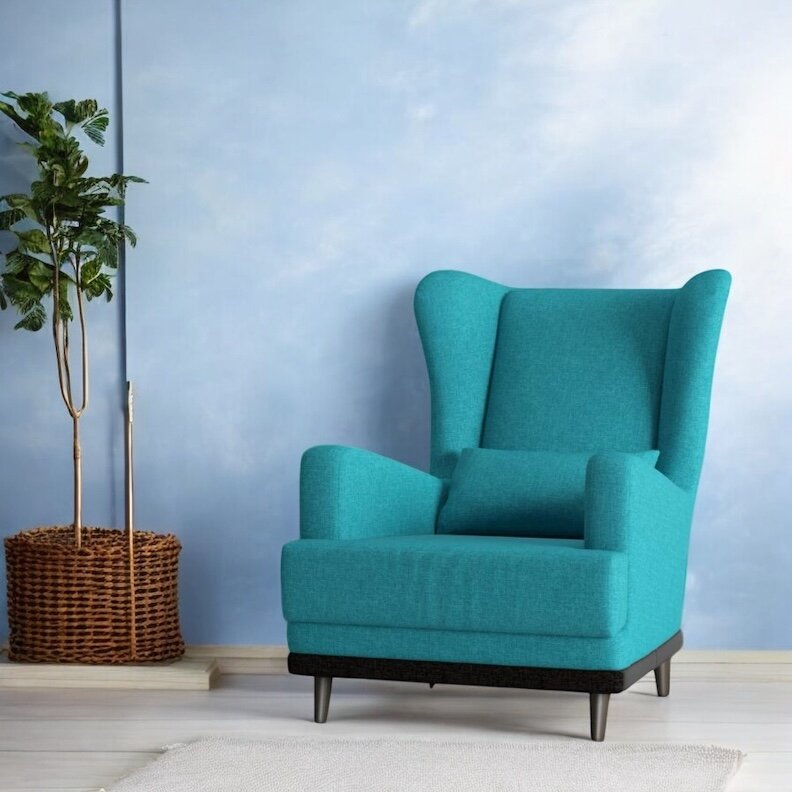 Кресло Оскар Drim Azure для дома/офиса, Ткань: Рогожка, Мягкие подлокотники, Для Дачи