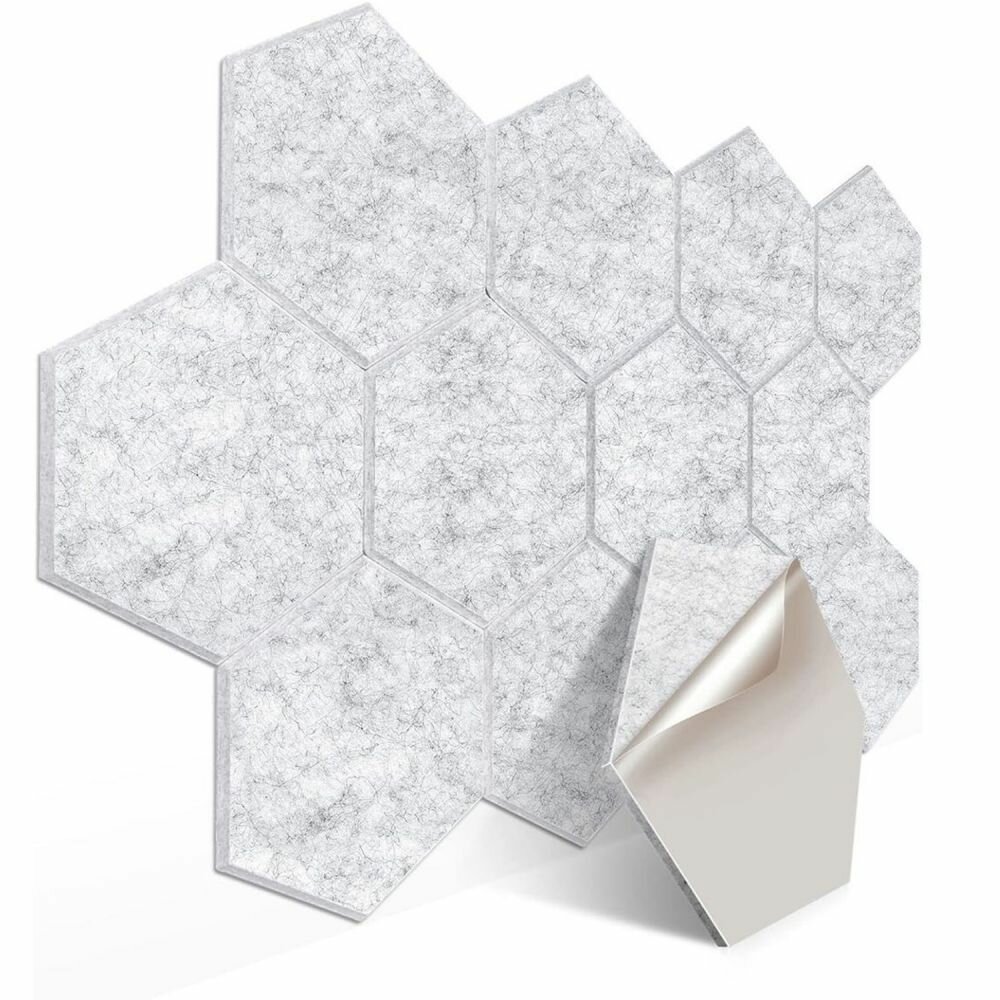 Большой Шестиугольник Самоклеящиеся акустические звукоизоляционные декоративные панели для стен, 12 шт