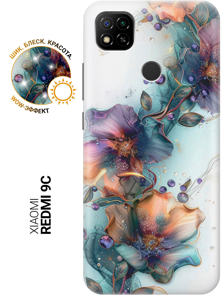 Силиконовый чехол на Xiaomi Redmi 10A / 9C с принтом "Мистические цветы"