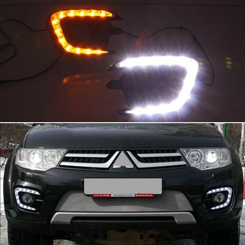 Светодиодные дневные ходовые огни применяется к Mitsubishi Pajero Sport II Restyling 2013-2016 12V Светодиодная лампа DRL