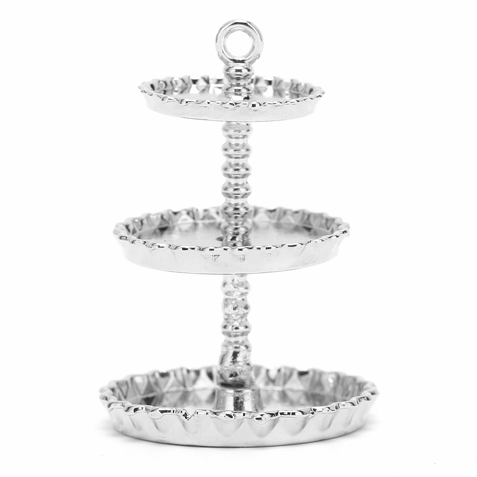Кукольный домик 1:12, Серебряная 3-ярусная подставка для кексов, миниатюрная подставка для торта, аксессуары для десертной башни, серебряная 3-ярусная подставка для торта
