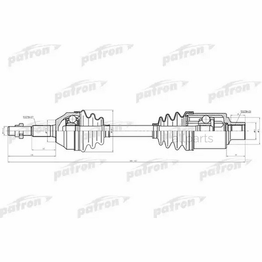 PATRON PDS0617 Полуось передн прав_JEEP: LIBERTY 02-06 2.4-2.8 4WD