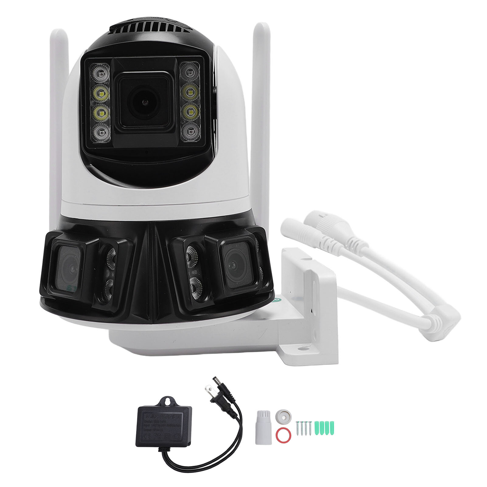 Наружная камера Полноцветное водостойкое обнаружение человека 2 -й выходное разговор 3MP 355 ° Горизонтальный 90 ° Вертикальный тройной линз камера безопасности для дома